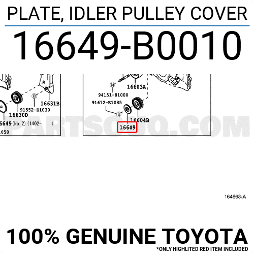 PLATE, IDLER PULLEY COVER 16649B0010 | Toyota Parts | PartSouq