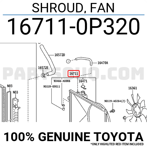 SHROUD, FAN 167110P320 | Toyota Parts | PartSouq