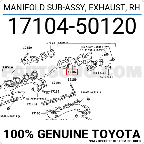 MANIFOLD SUB-ASSY, EXHAUST, RH 1710450120 | Toyota Parts | PartSouq