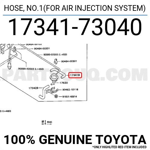 HOSE, NO.1(FOR AIR INJECTION SYSTEM) 1734173040 | Toyota Parts | PartSouq