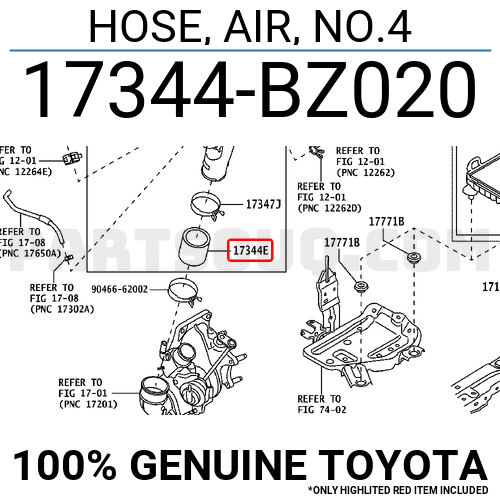 HOSE, AIR, NO.4 17344BZ020 | Toyota Parts | PartSouq