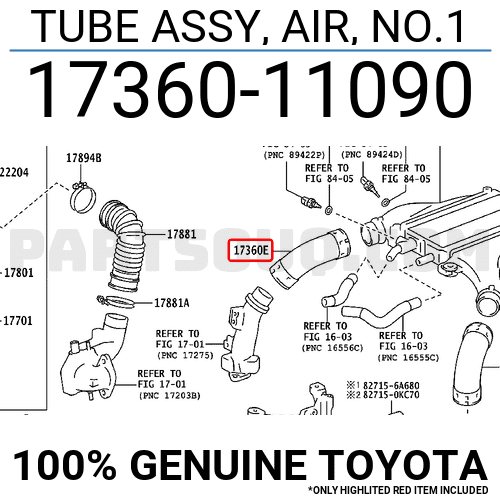 TUBE ASSY, AIR, NO.1 1736011090 | Toyota Parts | PartSouq