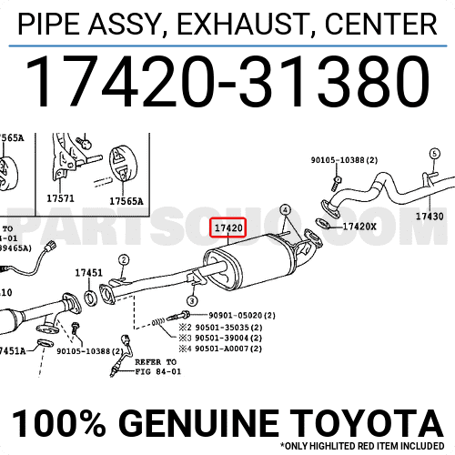PIPE ASSY, EXHAUST, CENTER 1742031380 | Toyota Parts | PartSouq