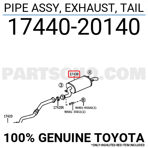 PIPE ASSY, EXHAUST, TAIL 1744020140 | Toyota Parts | PartSouq