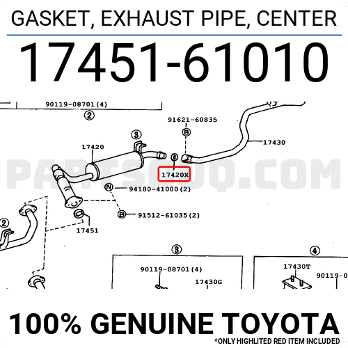 GASKET, EXHAUST PIPE, CENTER 1745161010 | Toyota Parts | PartSouq