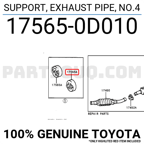 SUPPORT, EXHAUST PIPE, NO.4 175650D010 | Toyota Parts | PartSouq