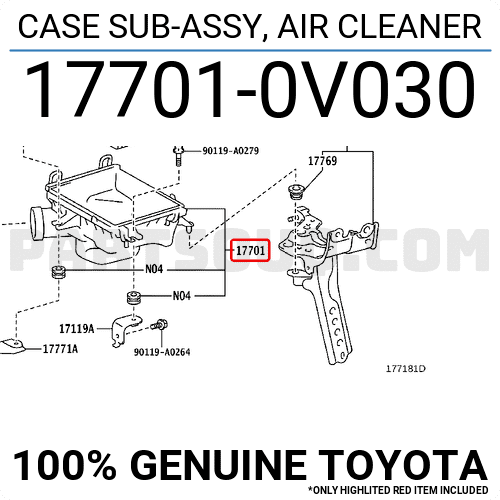 CASE SUB-ASSY, AIR CLEANER 177010V030 | Toyota Parts | PartSouq