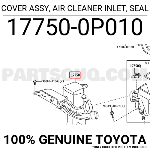 COVER ASSY, AIR CLEANER INLET, SEAL 177500P010 | Toyota Parts | PartSouq
