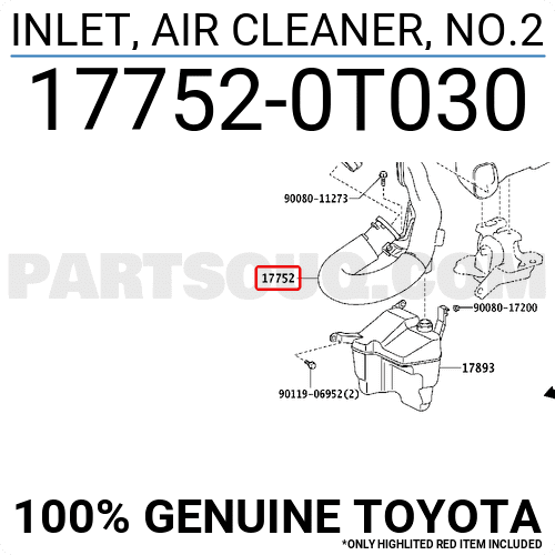 INLET, AIR CLEANER, NO.2 177520T030 | Toyota Parts | PartSouq