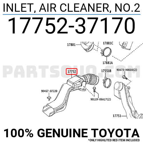 INLET, AIR CLEANER, NO.2 1775237170 | Toyota Parts | PartSouq