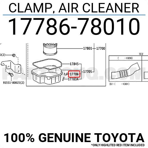 CLAMP, AIR CLEANER 1778678010 | Toyota Parts | PartSouq