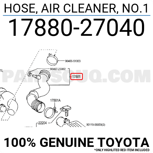 HOSE, AIR CLEANER, NO.1 1788027040 | Toyota Parts | PartSouq