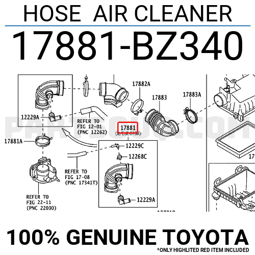 HOSE AIR CLEANER 17881BZ340 | Toyota Parts | PartSouq
