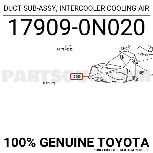DUCT SUB-ASSY, INTERCOOLER COOLING AIR 179090N020 | Toyota Parts | PartSouq