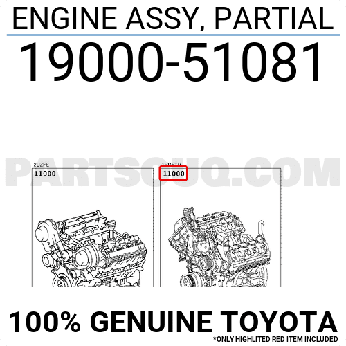 ENGINE ASSY, PARTIAL 1900051081 | Toyota Parts | PartSouq