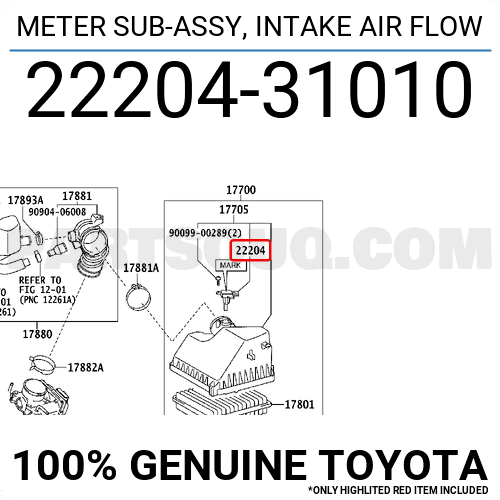 METER SUB-ASSY, INTAKE AIR FLOW 2220431010 | Toyota Parts | PartSouq