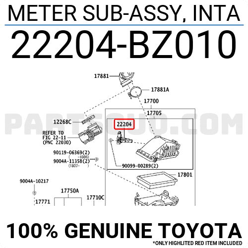 METER SUB-ASSY, INTA 22204BZ010 | Toyota Parts | PartSouq