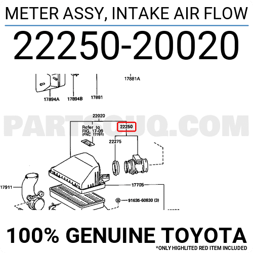 METER ASSY, INTAKE AIR FLOW 2225020020 | Toyota Parts | PartSouq