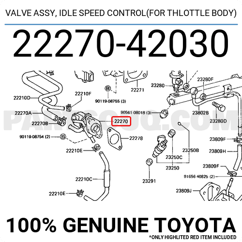 VALVE ASSY, IDLE SPEED CONTROL(FOR THLOTTLE BODY) 2227042030 | Toyota ...