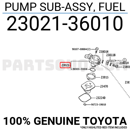 PUMP SUB-ASSY, FUEL 2302136010 | Toyota Parts | PartSouq