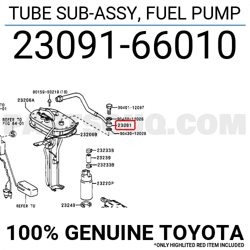 TUBE SUB-ASSY, FUEL PUMP 2309166010 | Toyota Parts | PartSouq