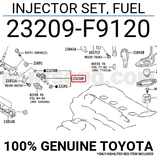 INJECTOR SET, FUEL 23209F9120 | Toyota Parts | PartSouq
