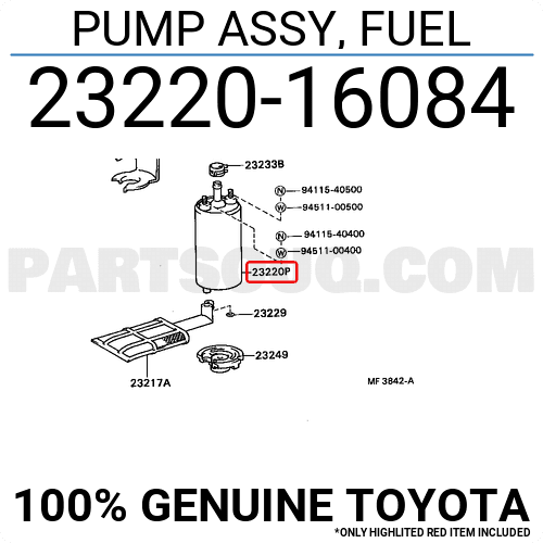 PUMP ASSY, FUEL 2322016084 | Toyota Parts | PartSouq