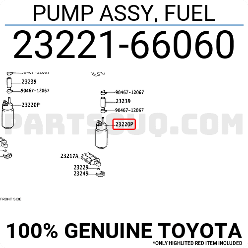 PUMP ASSY, FUEL 2322166060 | Toyota Parts | PartSouq