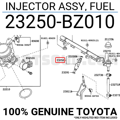 INJECTOR ASSY, FUEL 23250BZ010 | Toyota Parts | PartSouq