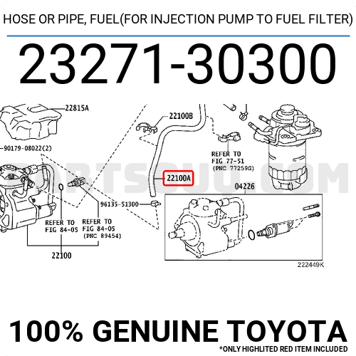 HOSE OR PIPE, FUEL(FOR INJECTION PUMP TO FUEL FILTER) 2327130300 ...
