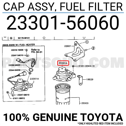 CAP ASSY, FUEL FILTER 2330156060 | Toyota Parts | PartSouq