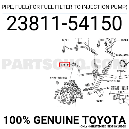 PIPE, FUEL(FOR FUEL FILTER TO INJECTION PUMP) 2381154150 | Toyota Parts ...