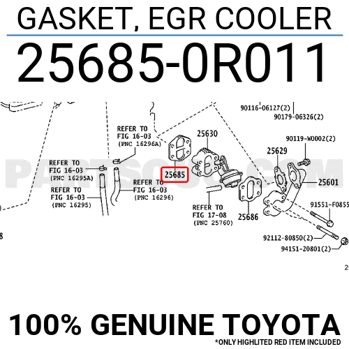 GASKET, EGR COOLER 256850R011 | Toyota Parts | PartSouq
