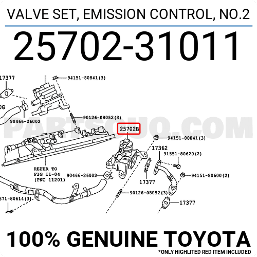 VALVE SET, EMISSION CONTROL, NO.2 2570231011 | Toyota Parts | PartSouq