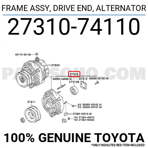 FRAME ASSY, DRIVE END, ALTERNATOR 2731074110 | Toyota Parts | PartSouq