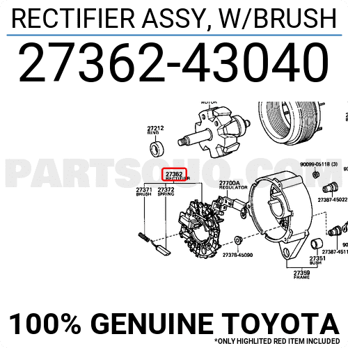 RECTIFIER ASSY, W/BRUSH 2736243040 | Toyota Parts | PartSouq