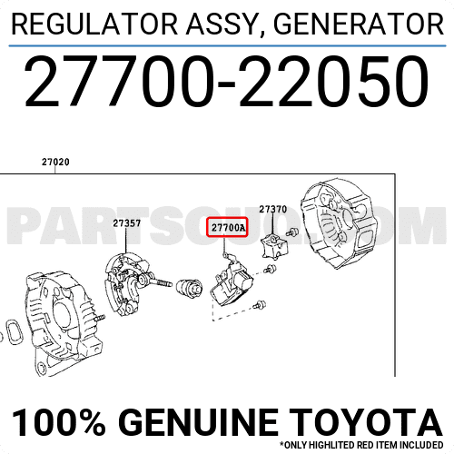 REGULATOR ASSY, GENERATOR 2770022050 | Toyota Parts | PartSouq