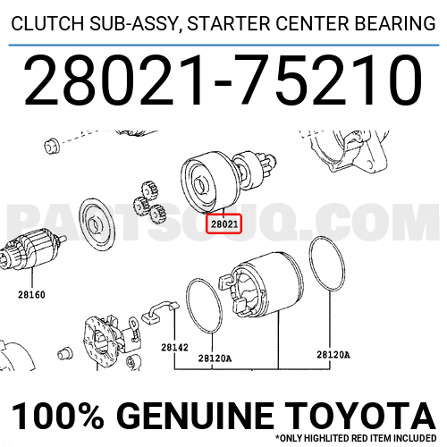 CLUTCH SUB-ASSY, STARTER CENTER BEARING 2802175210 | Toyota Parts ...