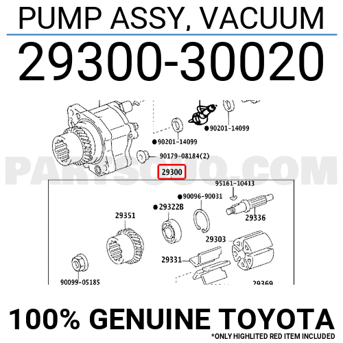 PUMP ASSY, VACUUM 2930030020 | Toyota Parts | PartSouq