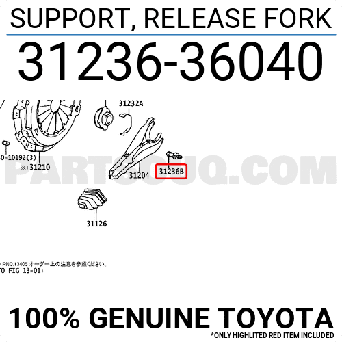 SUPPORT, RELEASE FORK 3123636040 | Toyota Parts | PartSouq