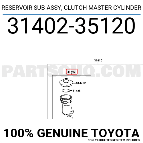 RESERVOIR SUB-ASSY, CLUTCH MASTER CYLINDER 3140235120 | Toyota Parts ...
