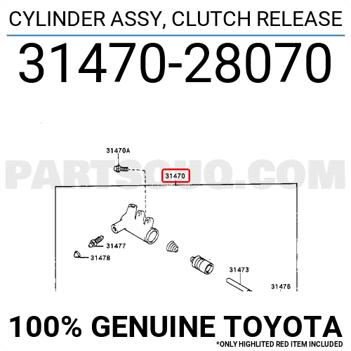 CYLINDER ASSY, CLUTCH RELEASE 3147028070 | Toyota Parts | PartSouq