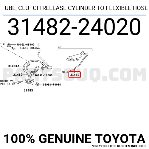 TUBE, CLUTCH RELEASE CYLINDER TO FLEXIBLE HOSE 3148224020 | Toyota ...