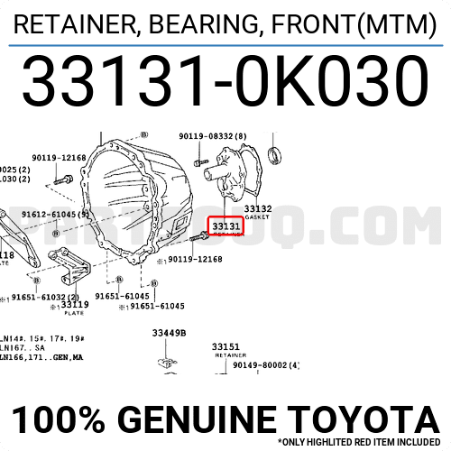 RETAINER, BEARING, FRONT(MTM) 331310K030 | Toyota Parts | PartSouq