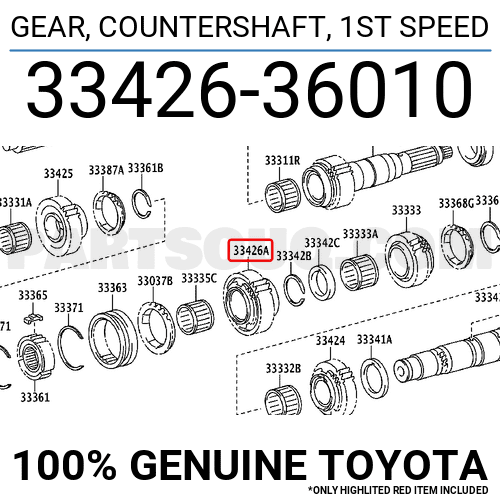 GEAR, COUNTERSHAFT, 1ST SPEED 3342636010 | Toyota Parts | PartSouq