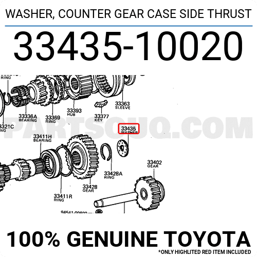 WASHER, COUNTER GEAR CASE SIDE THRUST 3343510020 | Toyota Parts | PartSouq
