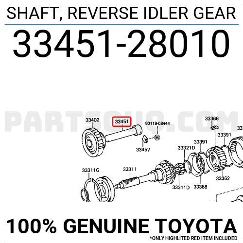 SHAFT, REVERSE IDLER GEAR 3345128010 | Toyota Parts | PartSouq