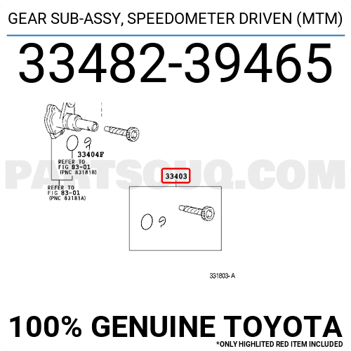 GEAR SUB-ASSY, SPEEDOMETER DRIVEN (MTM) 3348239465 | Toyota Parts ...