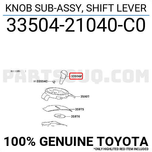 KNOB SUB-ASSY, SHIFT LEVER 3350421040C0 | Toyota Parts | PartSouq