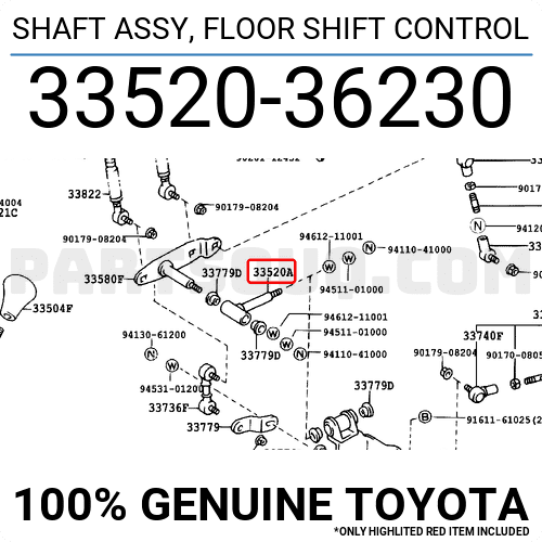 SHAFT ASSY, FLOOR SHIFT CONTROL 3352036230 | Toyota Parts | PartSouq